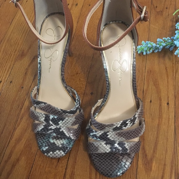 Jessica Simpson | Shoes | Jessica Simpson Faux Snakeskin Brown Sandals ...